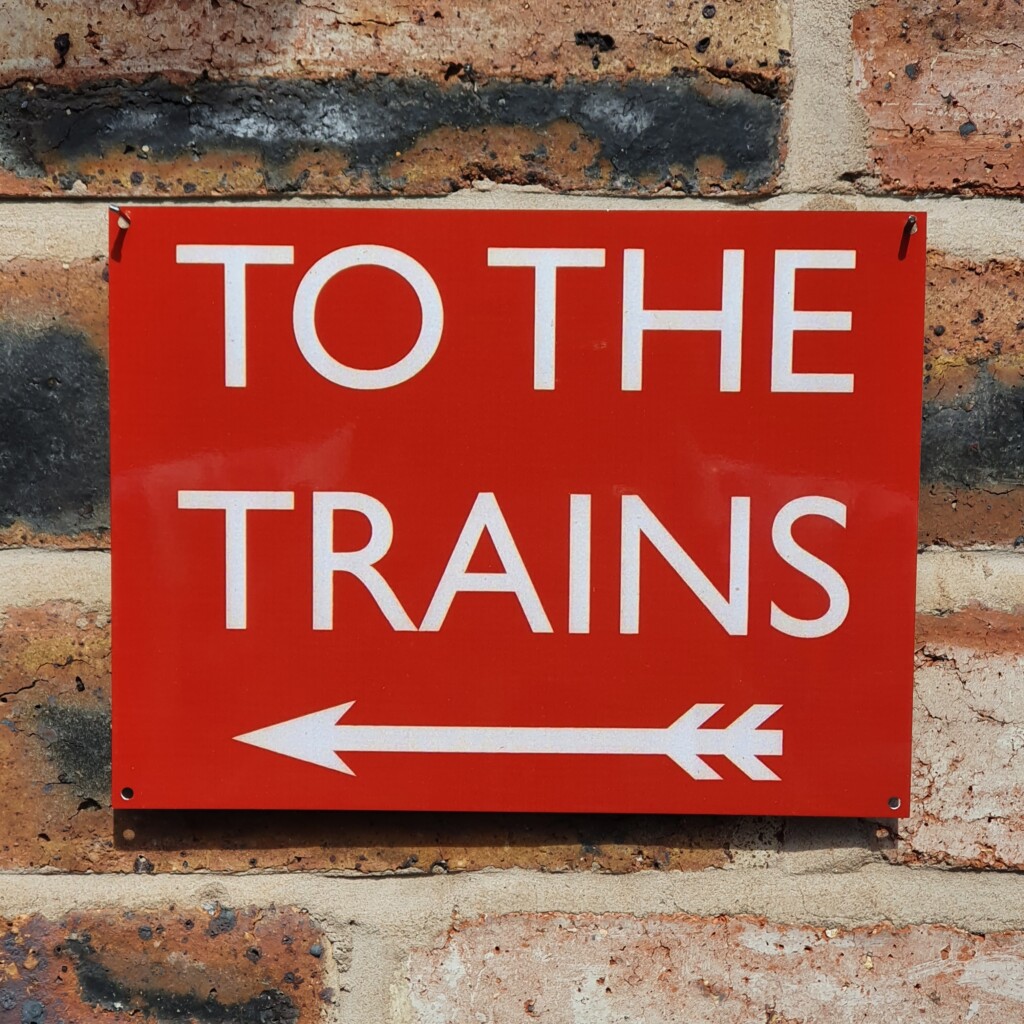 To The Trains Sign Red Left Arrow Loco Fleet Shop